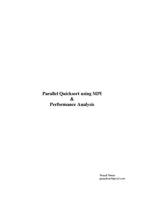 Parallel Quick Sort Without Merge Parallel Quicksort Using Mpi