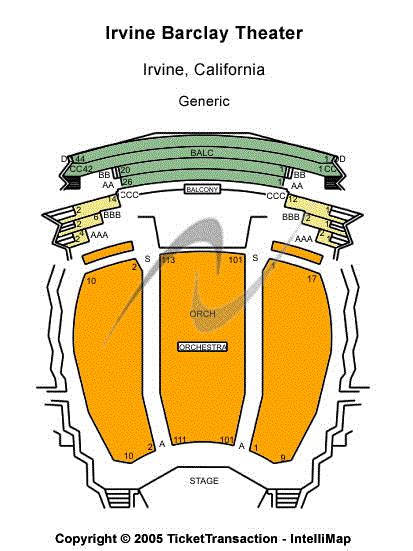 Irvine Barclay Theatre Seating Map