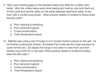 ServSafe Manager Th Edition Chapter Scenario Questions By JAMIE LUTZ