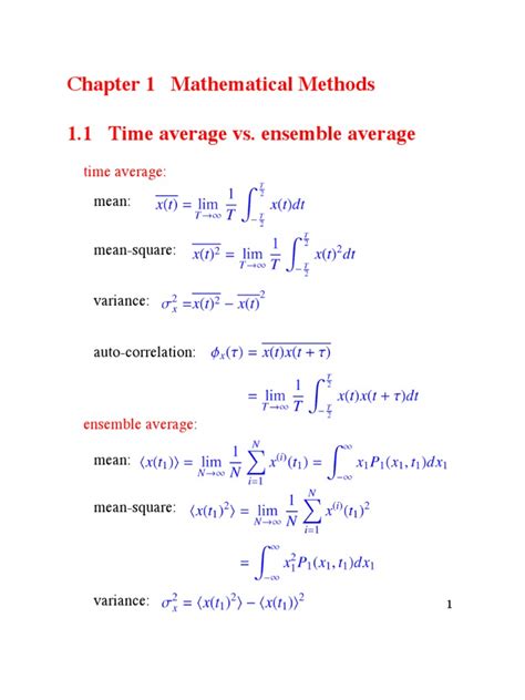 Ensemble Average And Time Average Pdf Spectral Density Stationary