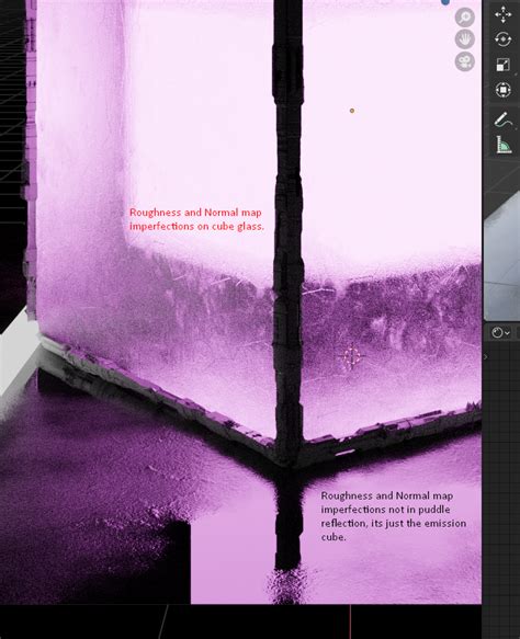 Surface Imperfections Missing In Puddle Reflection From The Glass Cube Tried Different Glass