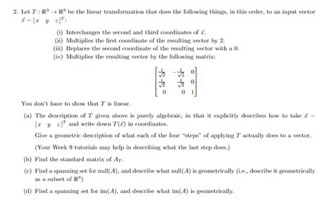 solved let t r3→r3 be the linear transformation that does