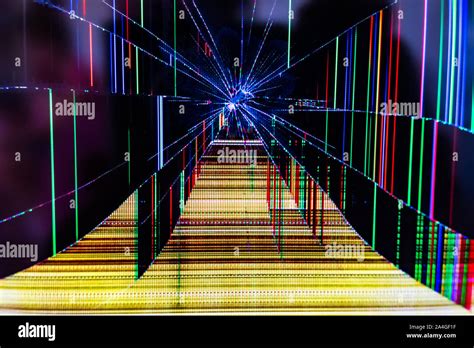 A Monitor Screen Broken By A Blow With Colored Lines Stock Photo Alamy