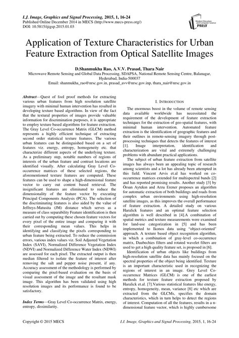 Pdf Application Of Texture Characteristics For Urban Feature