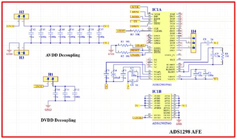 Ecg Acquisition Circuit Schematic Diagram Using Ads1298 Analog Front