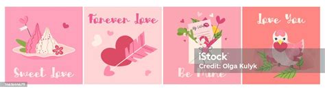 해피 발렌타인 데이 인사말 카드 세트입니다 소셜 미디어 스토리 템플릿 디지털 마케팅 및 판매 촉진 결혼식 패션 광고에 대 한 그림 문자에 대한 스톡 벡터 아트 및 기타