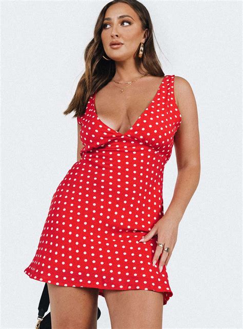 Nellie Mini Dress Red Polka Dot Princess Polly