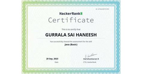 Gurrala Sai Haneesh On Linkedin Hackerrank Skill Certificate