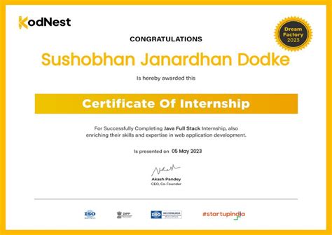 Sushobhan Dodke On Linkedin Internship Javafullstack Java Sql Kodnest