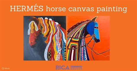Rica Art Space 페인팅 워크숍 Hermes 말 캔버스 피에트 몬드리안 열기구 홍콩의 완차이 구역 클룩 Klook 한국