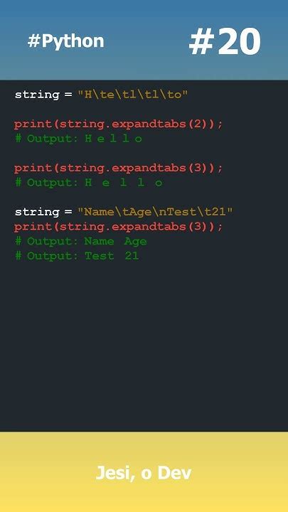 Python Como Controlar Espaçamentos Com O Expandtabs Youtube