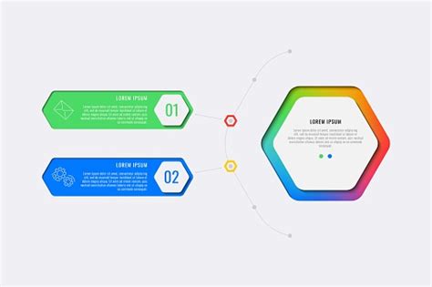 육각 형 요소와 간단한 두 단계 디자인 레이아웃 인포 그래픽 템플릿 배너 포스터 브로셔 연례 보고서 및 마케팅 아이콘이있는