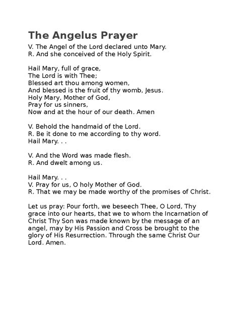 The Angelus Prayer Righth The Angelus Prayer V The Angel Of The