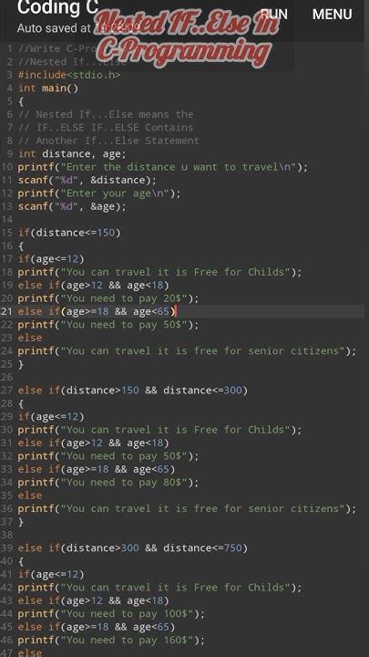Nested Ifelse In C Programming With Examples Nestedifelse Cprogramming Coding Youtube