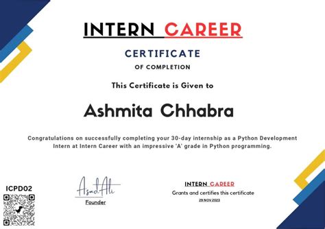 Ashmita Chhabra On Linkedin Internshipcompleted Pythondevelopment