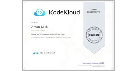 Aman Lath On Linkedin Completion Certificate For Linux For Beginners With Hands On Labs