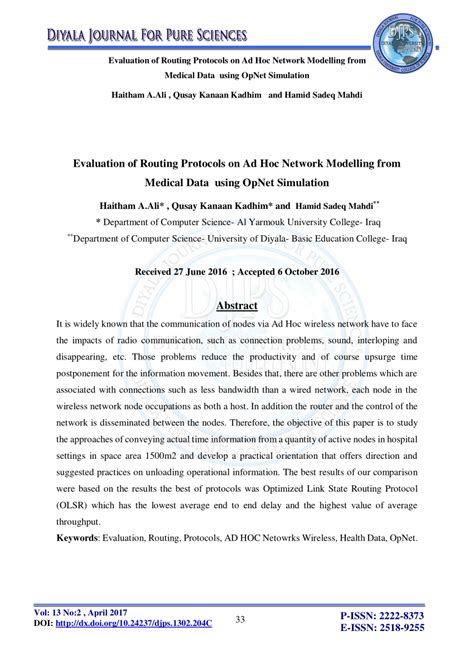 Pdf Evaluation Of Routing Protocols On Ad Hoc Network Modelling From