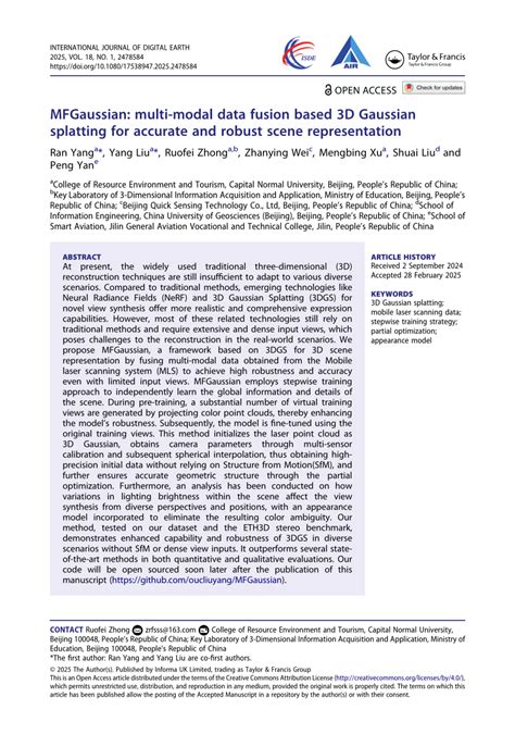 Pdf Mfgaussian Multi Modal Data Fusion Based 3d Gaussian Splatting For Accurate And Robust