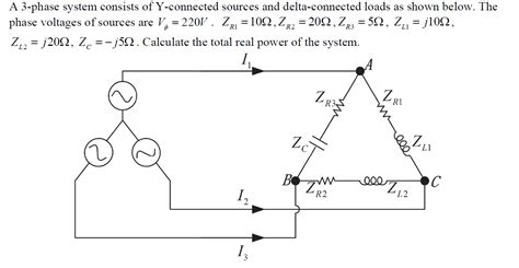 Solved A 3 Phase System Consists Of Y Connected Sources And