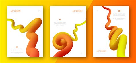크리에이 티브 화려한 커버 세트입니다 최신 유행 추상 디자인 안내물 유체 노란색오렌지 그라데이션 모양 3차원 형태에 대한 스톡 벡터 아트 및 기타 이미지 Istock
