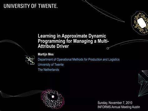 Ppt Learning In Approximate Dynamic Programming For Managing A Multi