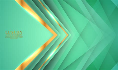 3d Green Luxury Abstract Background Overlap Layer On Bright Space With Golden Arrow Decoration