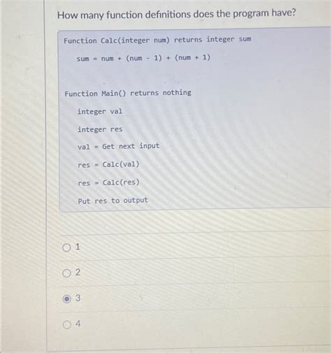 How Many Function Definitions Does The Program Chegg