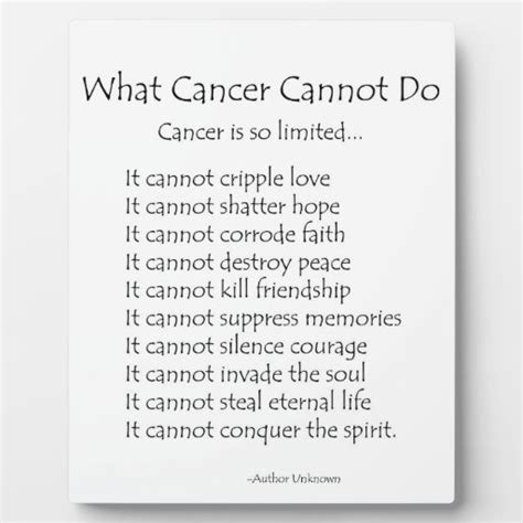 What Cancer Cannot Do Inspirational Poem Plaque Zazzle