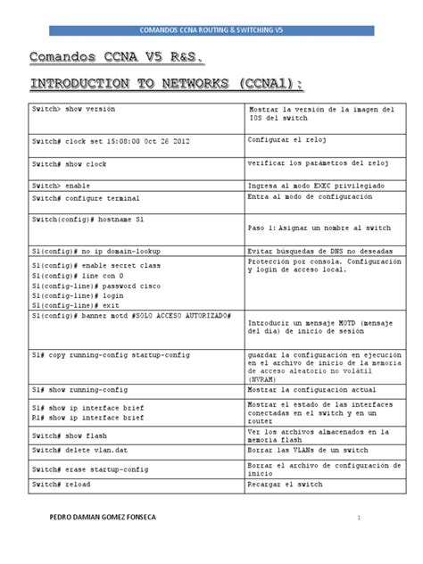 Comandos Ccna Routing Switching V5 Pdf Dirección Ip Enrutador Computación