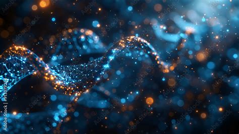 Dna Strands Under The Microscope With Glowing Neuronal Connections In