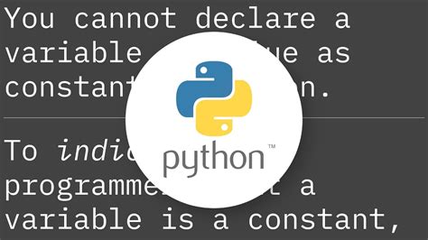 How Do I Create A Constant In Python Youtube