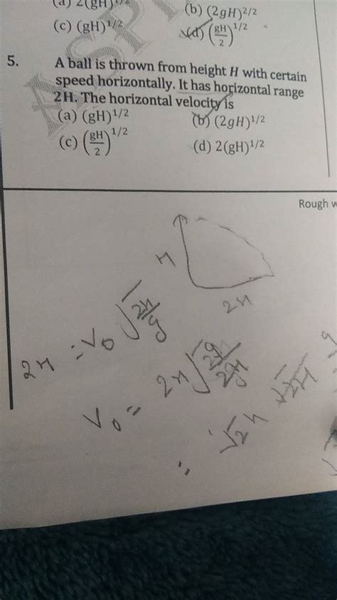 A Ball Is Thrown From Height H With Certain Speed Horizontally It Has Ho