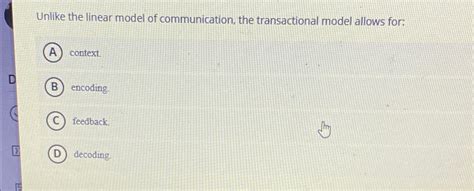 Solved Unlike The Linear Model Of Communication The Chegg