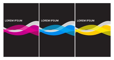 Abstract Header Blue Pink Yellow Wave On Black Background Template Set