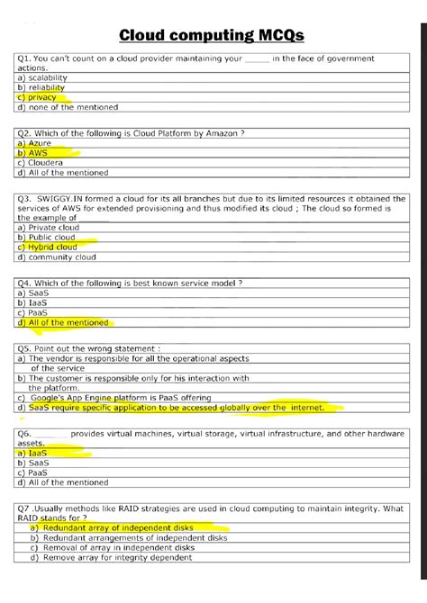Solution Cloud Computing Mcqs Pdf Cloud Computing Mcqs With Answers