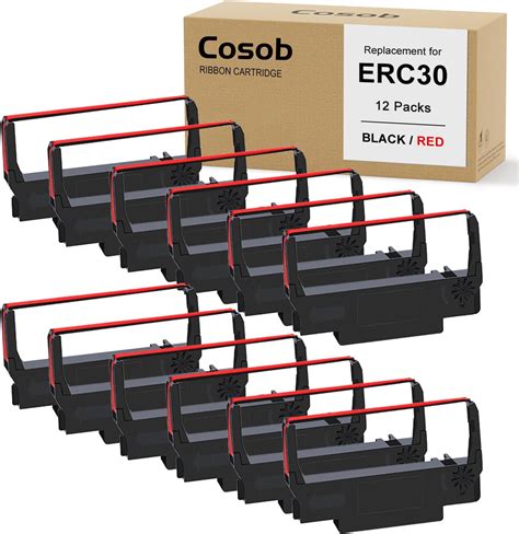 Cosob 12 Pack Erc30 Erc30 Black And Red Erc 30 Erc30 34 38 Ribbon Compatible With