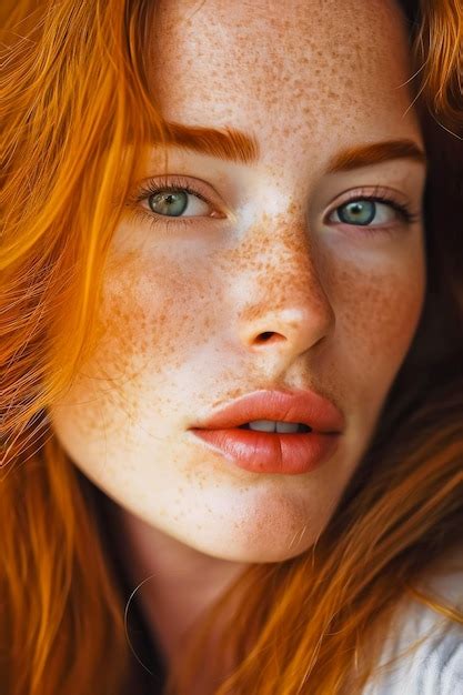 Portrait Of Pretty Ginger Woman In Studio Premium Ai Generated Image