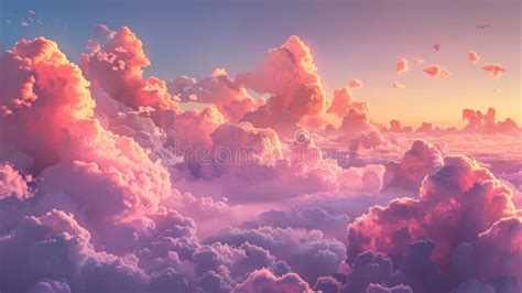 Dreamy Pink Sunset Cloudscape Serene Above The Clouds View Soft Pastel