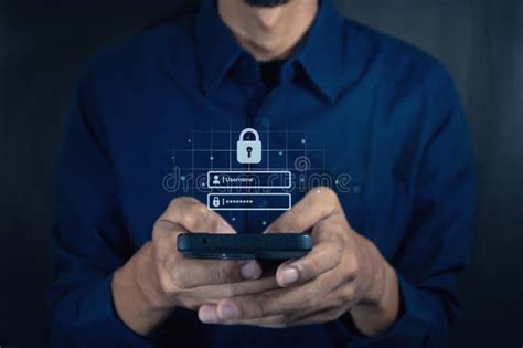 Man Holding A Smartphone To Login Username And Password On Screen Data Privacy Online