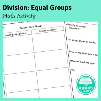 Division Equal Groups Math Activity By The Productive Teacher TpT