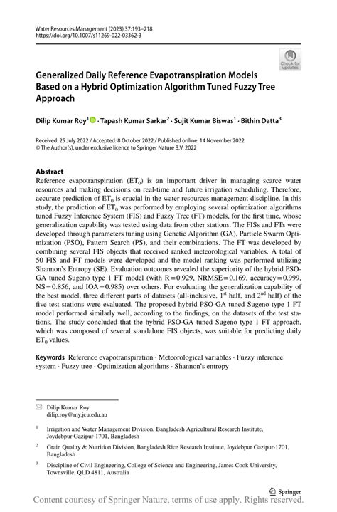 generalized daily reference evapotranspiration models based on a hybrid