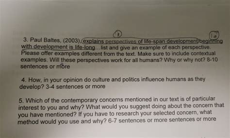 Solved 3 Paul Baltes 2003 Explains Perspectives Of