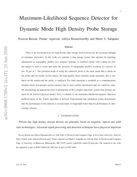 Maximum Likelihood Sequence Detector For Dynamic Mode High Density