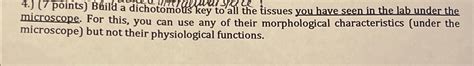 solved 4 7 ﻿points ﻿baild a dichotomous key to all the