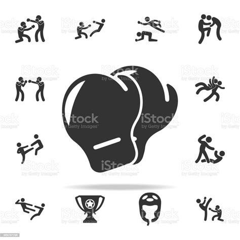 권투 장갑 아이콘입니다 Cfight와 스파 링 요소 아이콘의 집합입니다 프리미엄 품질 그래픽 디자인입니다 웹사이트 웹 디자인