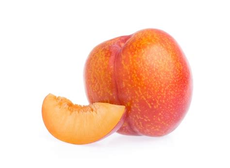 Premium Photo Slice Ripe Ruby Plum Fruit Isolated On White Background
