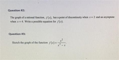 Solved Question 1 Match The Following Rational Functions
