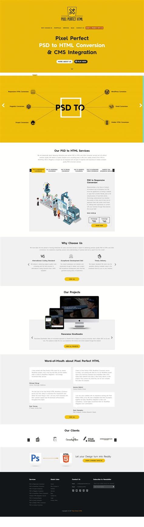 we at pixel perfect html offer psd to html conversion services and psd