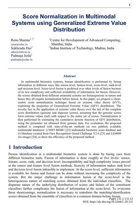 PDF Score Normalization In Multimodal Systems Using Easy Task Model Specific