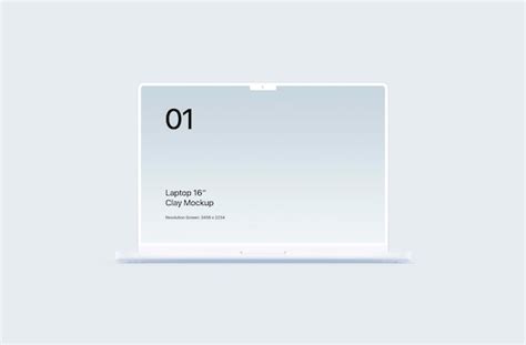 노트북 클레이 모 16 인치 전면 프리미엄 Psd 파일
